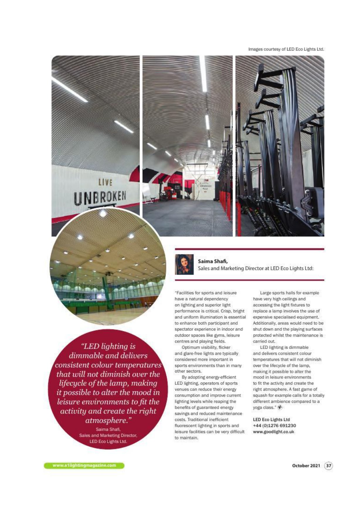 Goodlight features Sports LED Lighting in the A1 Lighting Magazine ...